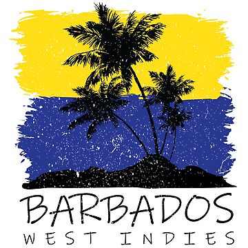 "Barbados National Colours in Background of Palm silhouette" Sticker ...