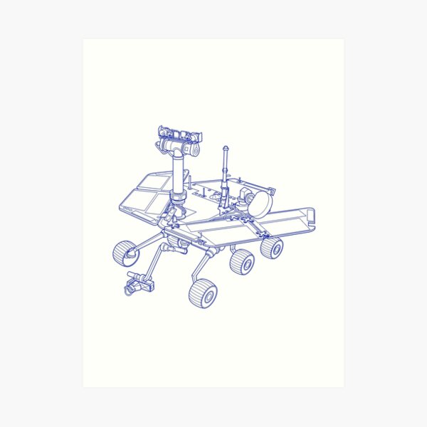 "Opportunity & Spirit Mars Rover Line Drawing" Art Print for Sale by ...