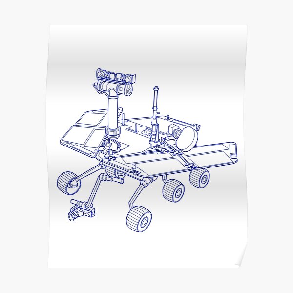 "Opportunity & Spirit Mars Rover Line Drawing" Poster by BERGULATOR ...