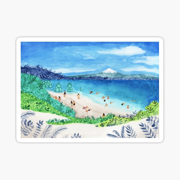 "Mountain beach" Sticker for Sale by HeloBirdie | Redbubble