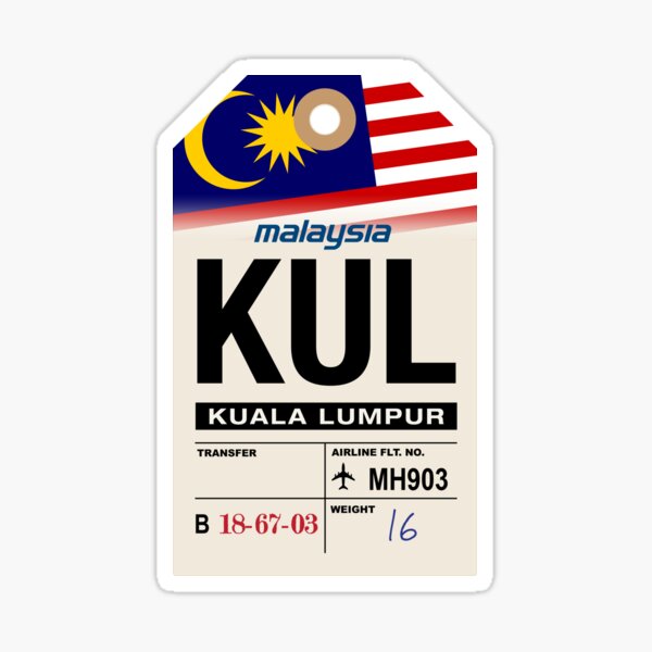 "Kuala Lumpur (KUL) Airline Luggage Tag" Sticker for Sale by ...