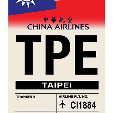 "Taipei (TPE) Taiwan Airline Luggage Tag" Sticker for Sale by ...