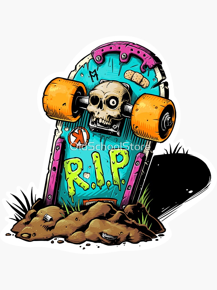 "The RIP Skull" Sticker by OldSchoolStore | Redbubble
