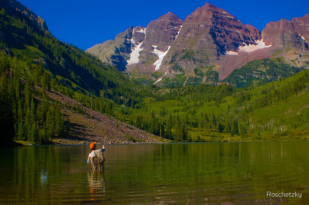 "Maroon Bell Fishing" by Roschetzky | Redbubble