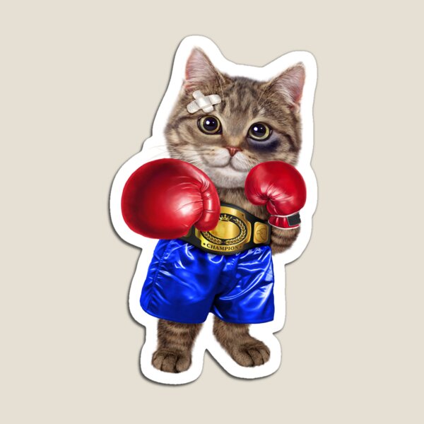 "Boxer Tabby Cat as Boxing Champion" Magnet by Fox-Republic | Redbubble