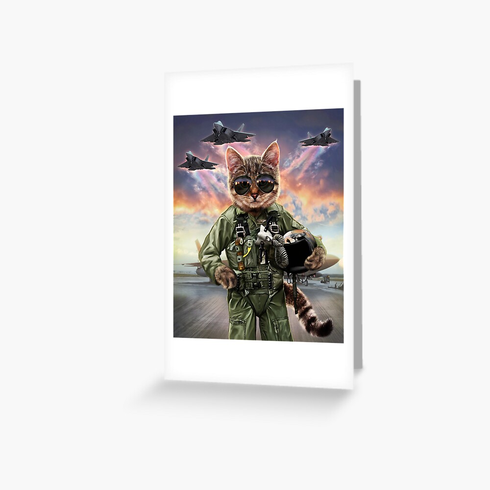 "Cat as Air Force Jet Fighter Pilot" Greeting Card by Fox-Republic ...