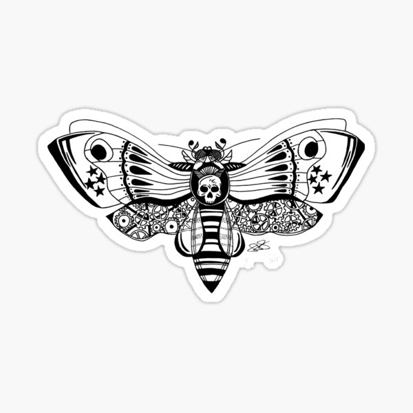 "Zentangle Death Moth" Sticker by MenagerieMayhem | Redbubble