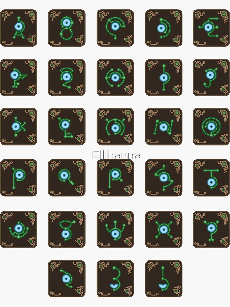 "Unown Sheikah Font – Medoh" Sticker by Ellihanna | Redbubble