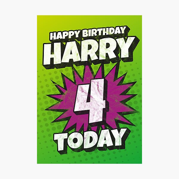"'Happy Birthday Harry - 4 Today' Kapow Wow Wham Bam Greeting Card ...