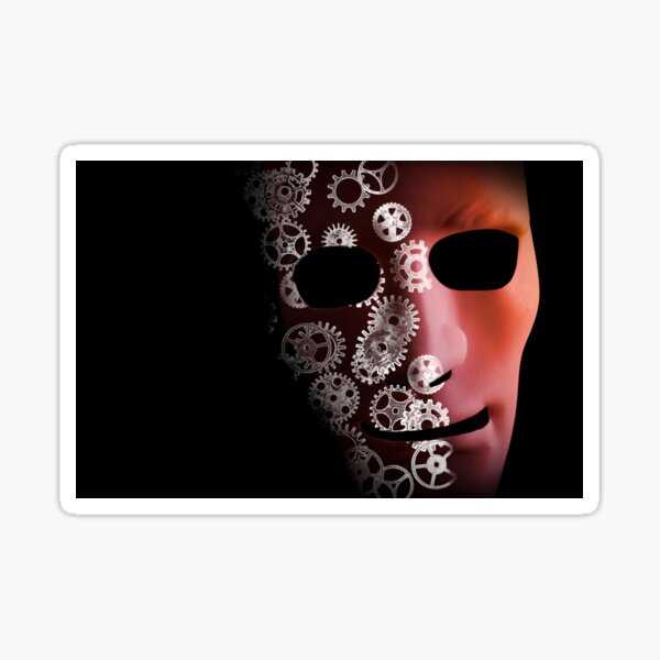 "Artificial intelligence concept with robot face" Sticker for Sale by ...