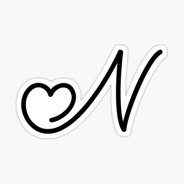 "Love-Heart Letter N" Sticker for Sale by juxtapositionuk | Redbubble