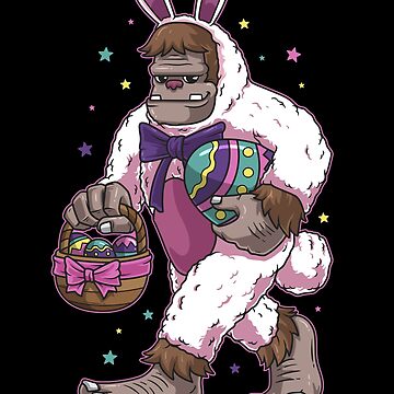 "Bigfoot Sasquatch Easter Bunny Basket Easter Eggs" Greeting Card for ...