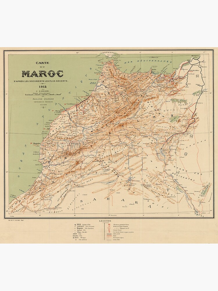 "Vintage Map of Morocco (1912)" Poster for Sale by BravuraMedia | Redbubble
