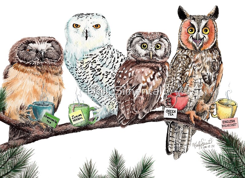 "Tea Owls " by HollySimental | Redbubble