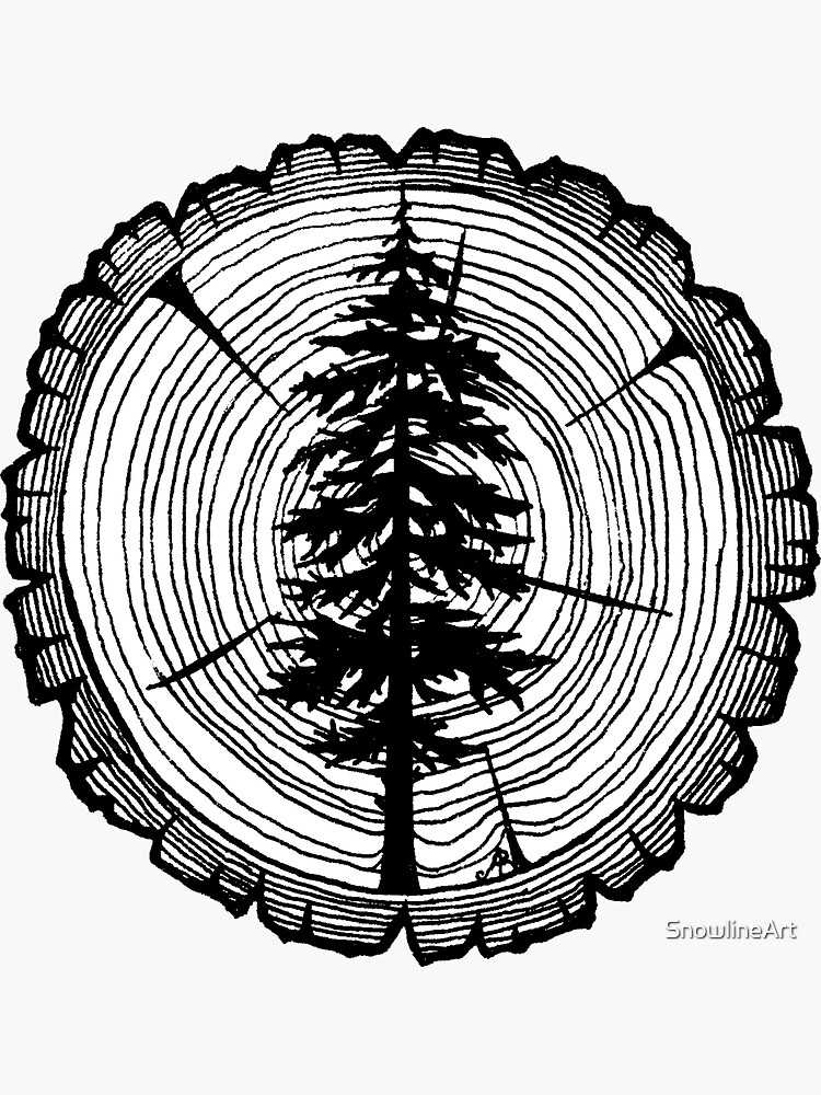 "Sitka Tree Silhouette - Original pen and ink illustrated design ...