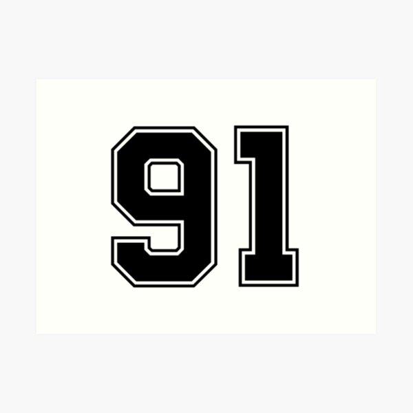 "91 American Football Classic Vintage Sport Jersey Number in black ...