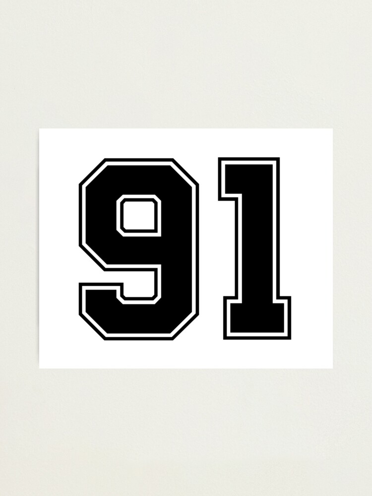 "91 American Football Classic Vintage Sport Jersey Number in black ...