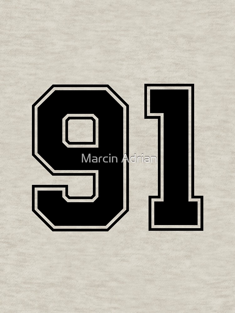 "91 American Football Classic Vintage Sport Jersey Number in black ...