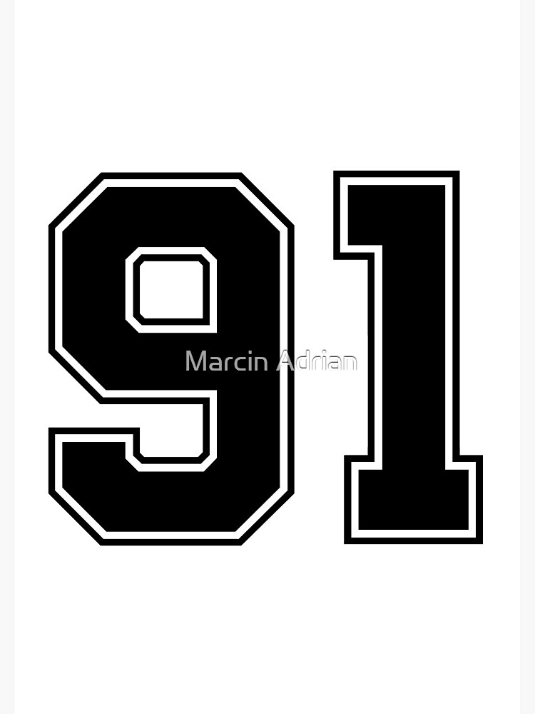 "91 American Football Classic Vintage Sport Jersey Number in black ...