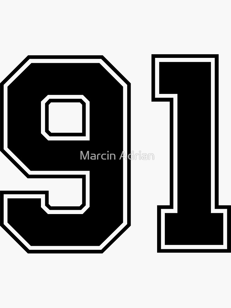 "91 American Football Classic Vintage Sport Jersey Number in black ...