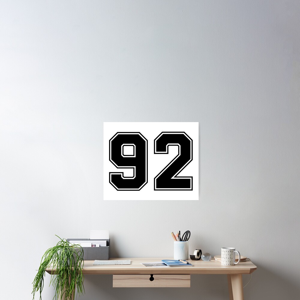 "92 American Football Classic Vintage Sport Jersey Number in black ...