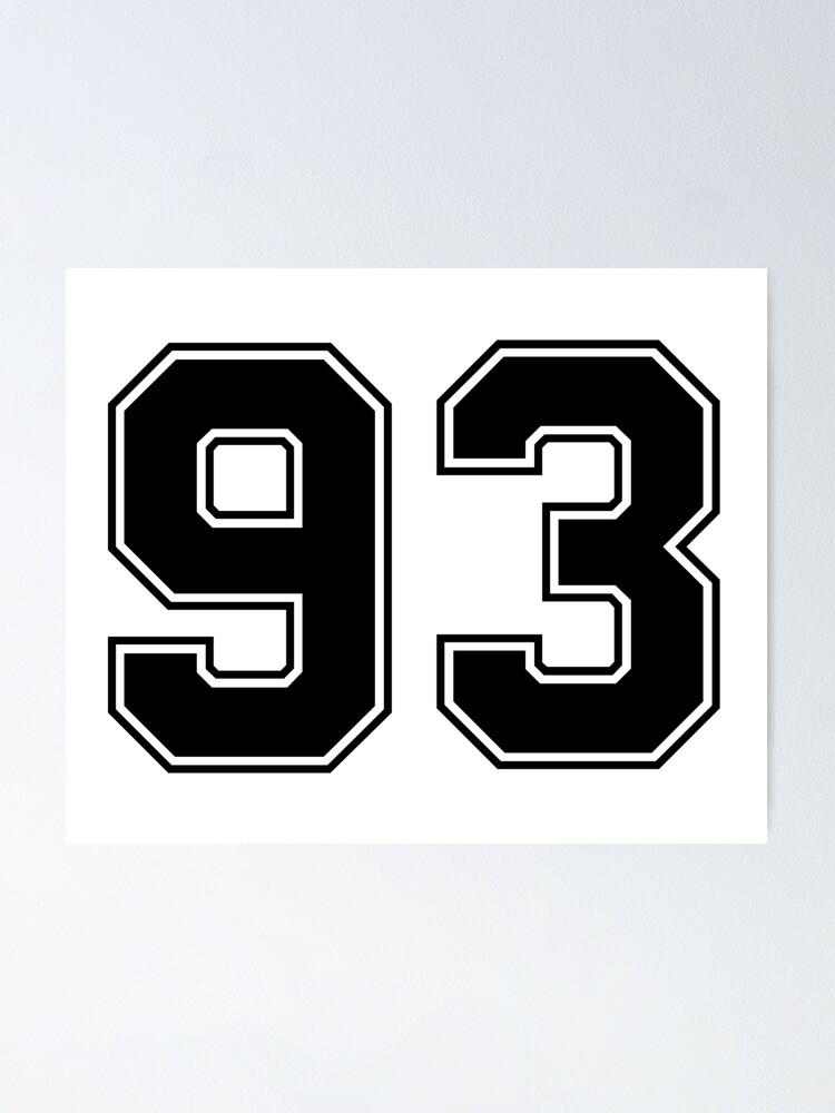 "93 American Football Classic Vintage Sport Jersey Number in black ...