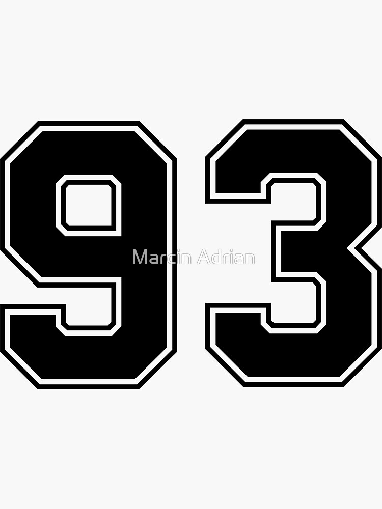 "93 American Football Classic Vintage Sport Jersey Number in black ...