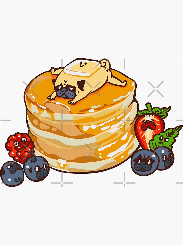 " Pug Pancake" Sticker for Sale by Huebucket | Redbubble