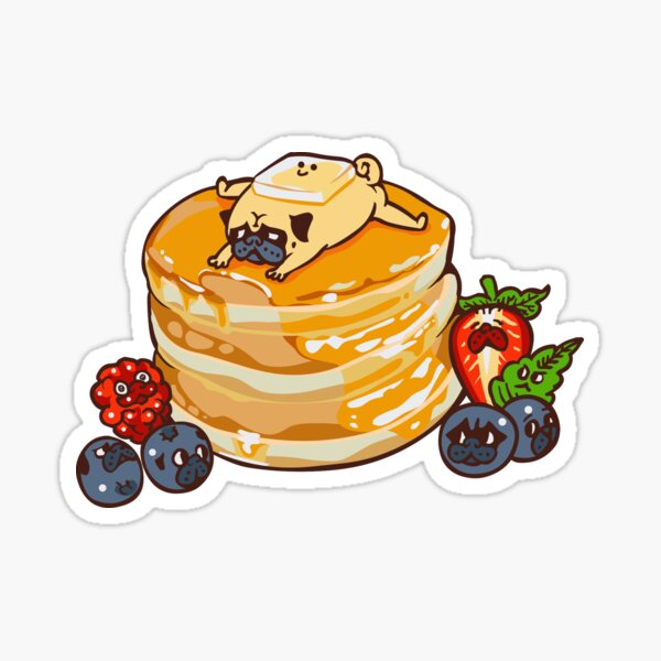 " Pug Pancake" Sticker for Sale by Huebucket | Redbubble