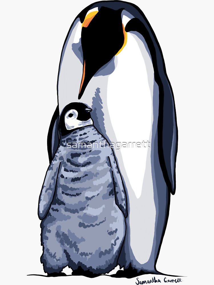 "Penguin Mother and Chick" Sticker for Sale by samanthagarrett | Redbubble