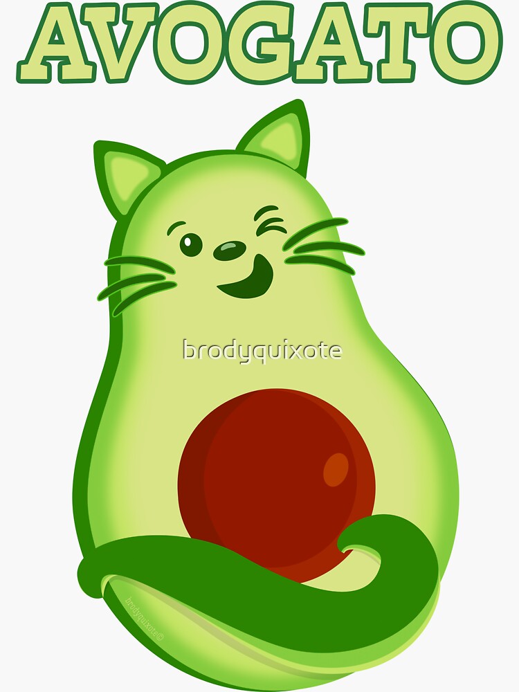 "Avocado Keto Kitty Cat Winks At You" Sticker by brodyquixote | Redbubble