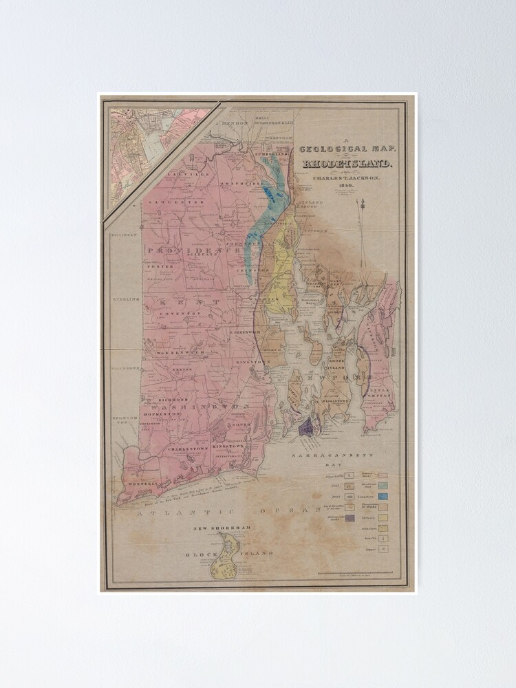 "Vintage Rhode Island Geological Map (1840)" Poster for Sale by ...
