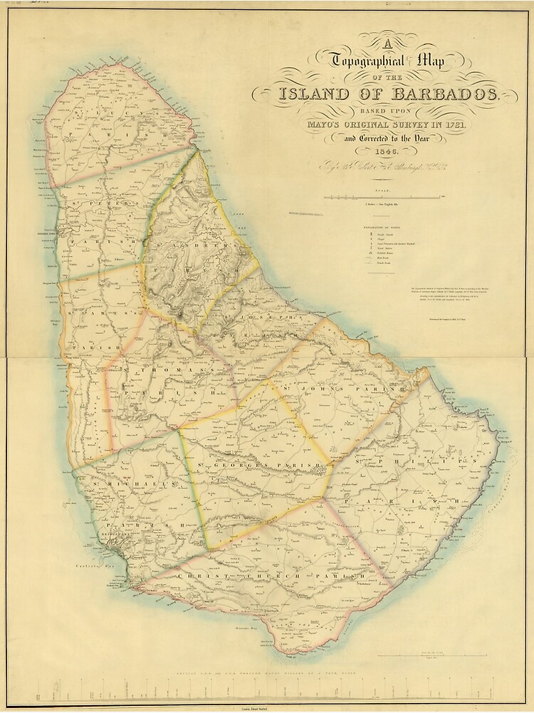 "Vintage Map of Barbados (1846)" Poster for Sale by BravuraMedia ...
