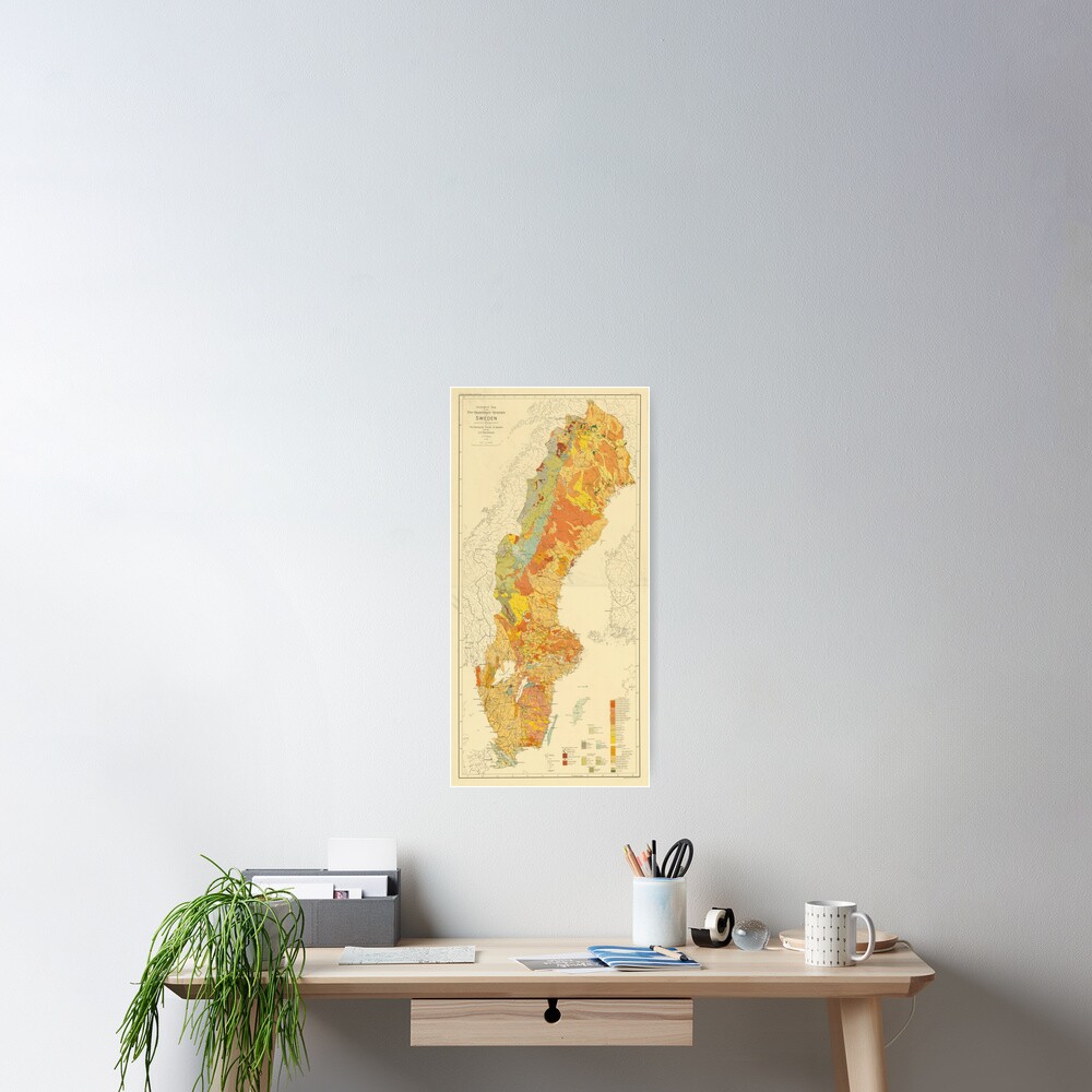 "Vintage Geological Map of Sweden (1910)" Poster for Sale by ...
