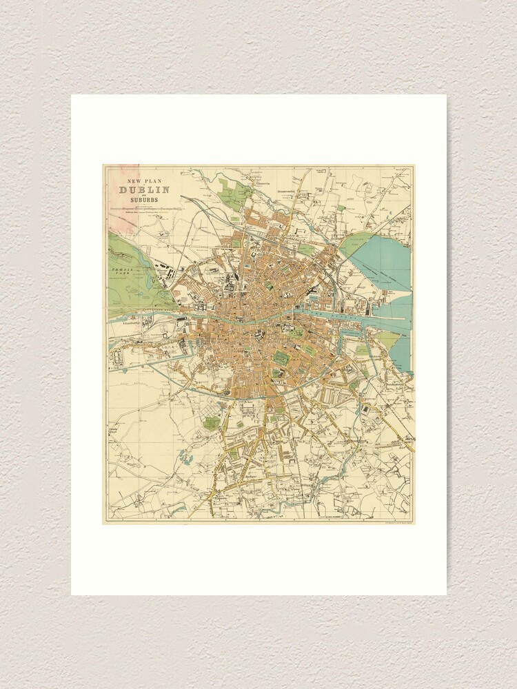 "Vintage Map of Dublin Ireland (1914)" Art Print for Sale by ...
