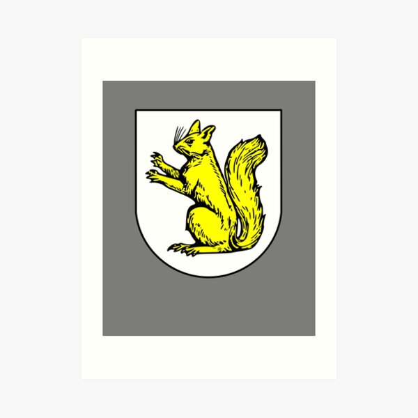 "Squirrel Coat of Arms on Shield" Art Print by HighBrowDesigns | Redbubble