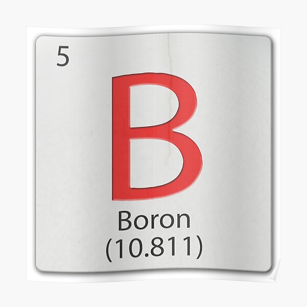 "Chemical periodic table style tile B Boron with ceramic style cracks ...