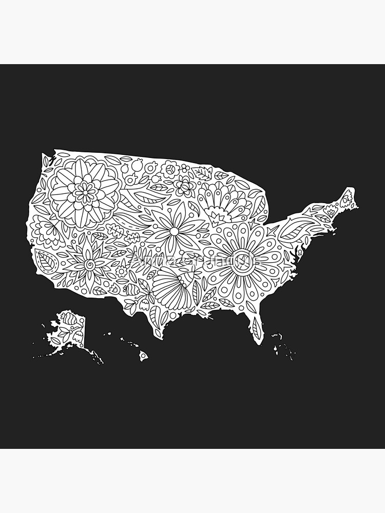 "Flowers USA Map, Floral Map of the United States" Poster for Sale by ...