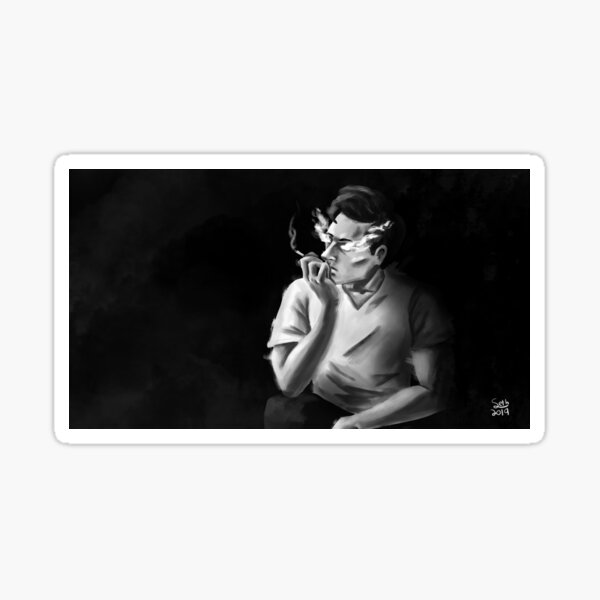 "Smoking man" Sticker by Sethshraderart | Redbubble
