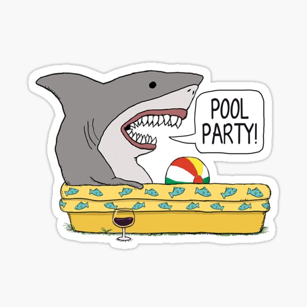 "Shark Pool Party" Sticker by capscratch | Redbubble