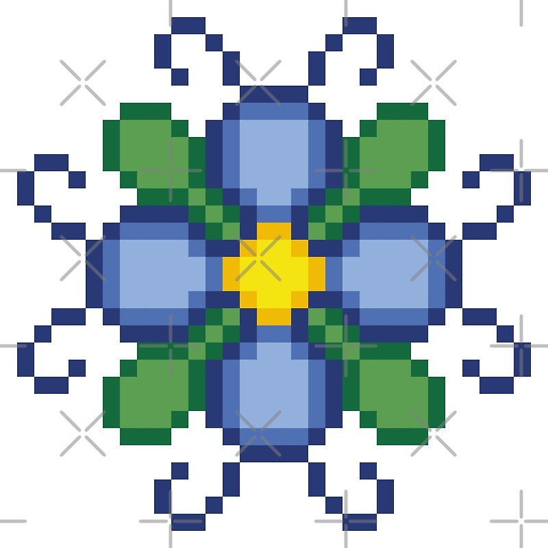 "Blue Flower Pixel Art" by FioDigitalShop | Redbubble
