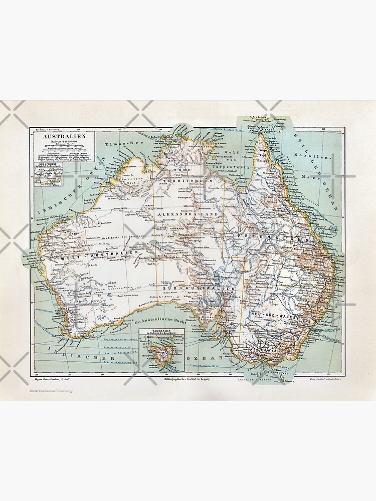 "Antique Map of Australia Swiss/German circa 1890" Photographic Print ...