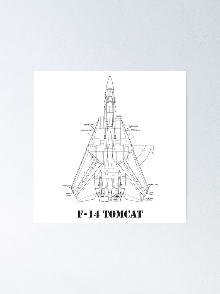 "F-14 Tomcat Navy Jet Fighter Aircraft technical blueprint drawing ...