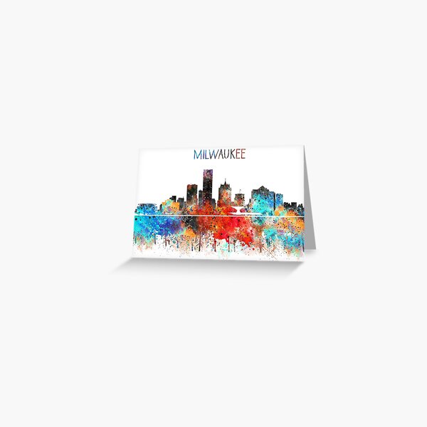 "Milwaukee, Milwaukee skyline, Milwaukee Wisconsin, watercolor ...