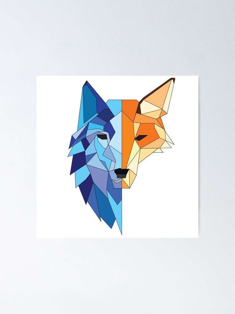 "Geometric Wolf-Fox face" Poster by CheshireCara | Redbubble
