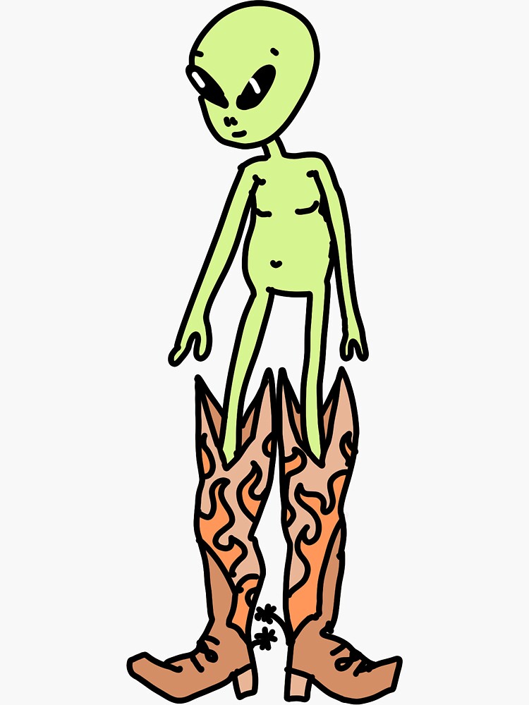 "Alien in Cowboy Boots" Sticker for Sale by amyigri | Redbubble