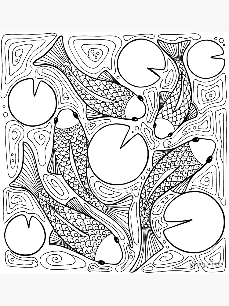 "Koi fish line work" Poster for Sale by TurtleVelocity | Redbubble