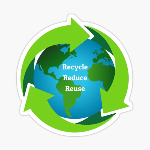 "RECYCLE REDUCE REUSE Art | Cute Environmental 3Rs Art Gift" Sticker ...