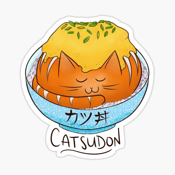 "Catsudon" Sticker for Sale by Akreampuff | Redbubble