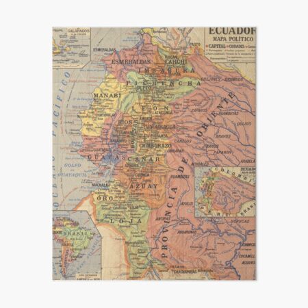 "Vintage Map of Ecuador (1913)" Art Board Print by BravuraMedia | Redbubble